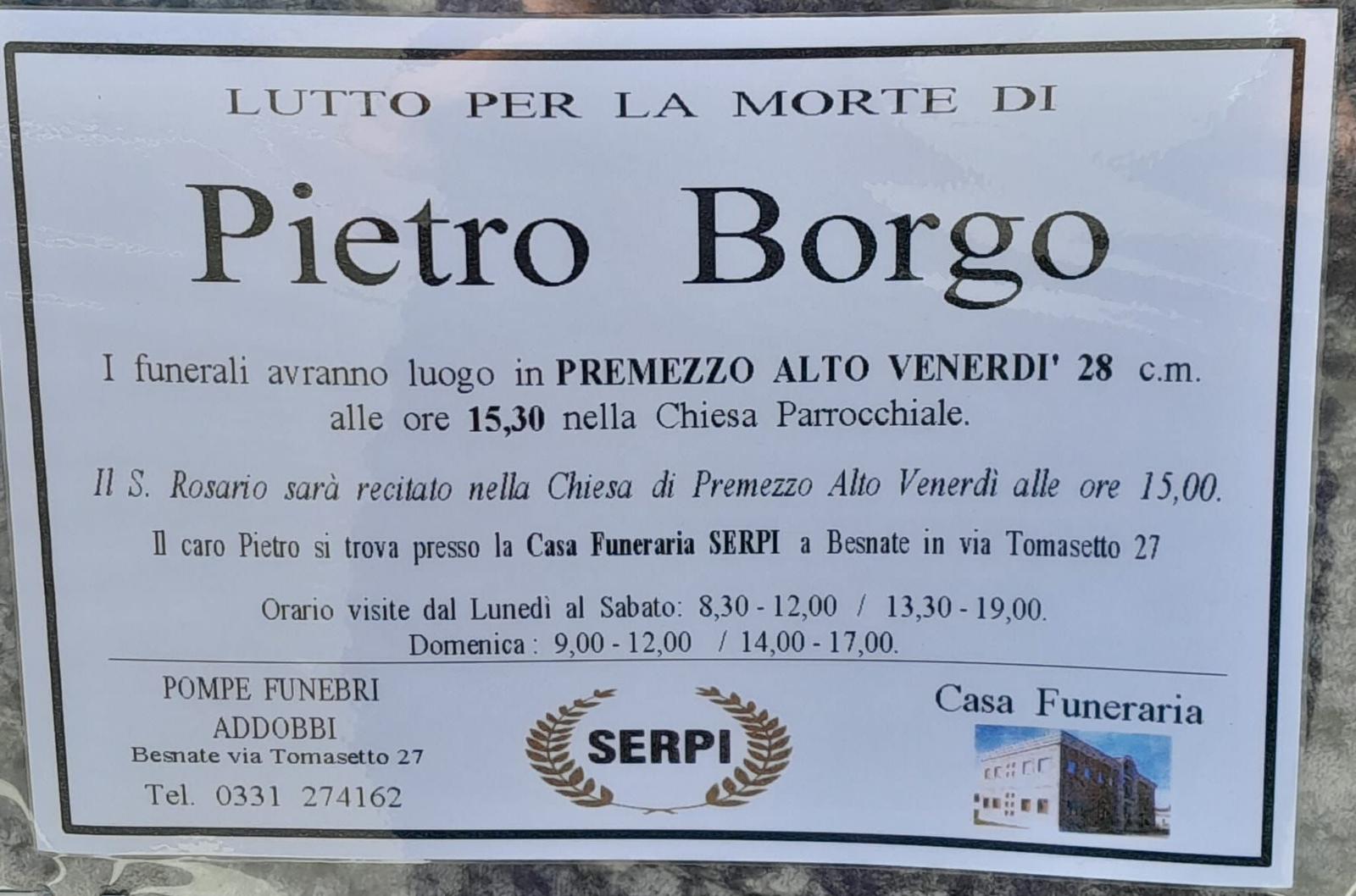 Cavaria con Premezzo in lutto per il suo Pietro - Varesenoi.it